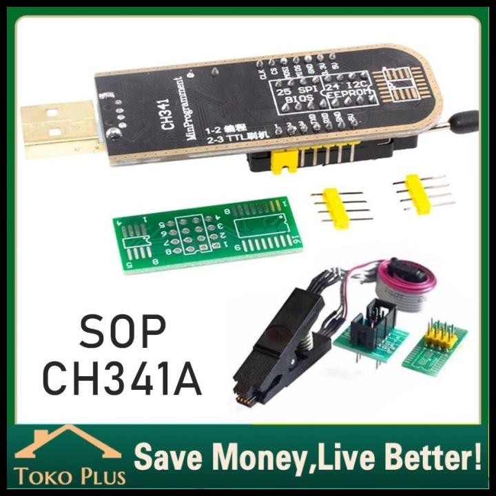 Jual TERBARU USB PROGRAMMER IC EEPROM CH341A PLUS PENJEPIT SOP8 FLASH ...