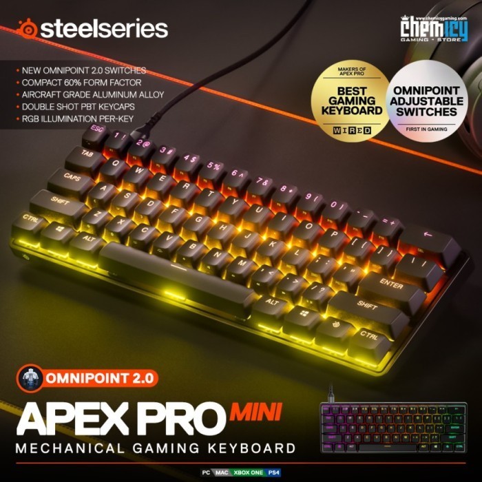 Jual Ready Steelseries Apex Pro Mini 60% Omnipoint RGB Mechanical ...