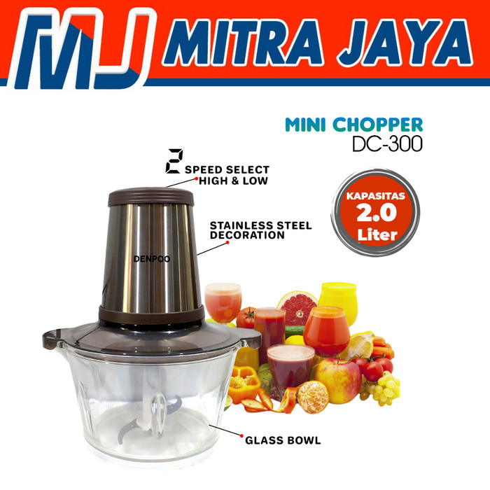 Jual Mini Chopper Elektrik Denpoo Dc-300 Glass Bowl 2L | Shopee Indonesia