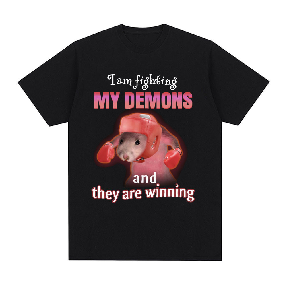 Jual Lucu Saya Melawan Iblis Saya Dan Tikus yang Menang Kaos Meme Pria ...