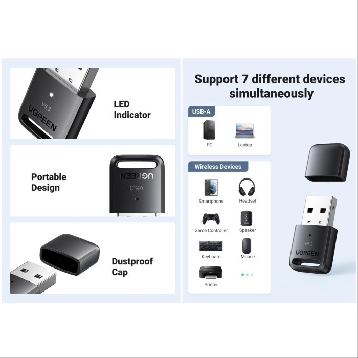 Jual Ugreen Bluetooth 5.3 Usb Pc Dongle Adapter Transmitter Receiver 90225 | Shopee Indonesia