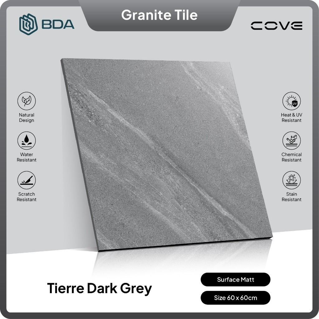 Jual BDA Granite Tile 60x60 Keramik Granit Lantai & Dinding Kamar Mandi Matt Tierre Dark Grey ...