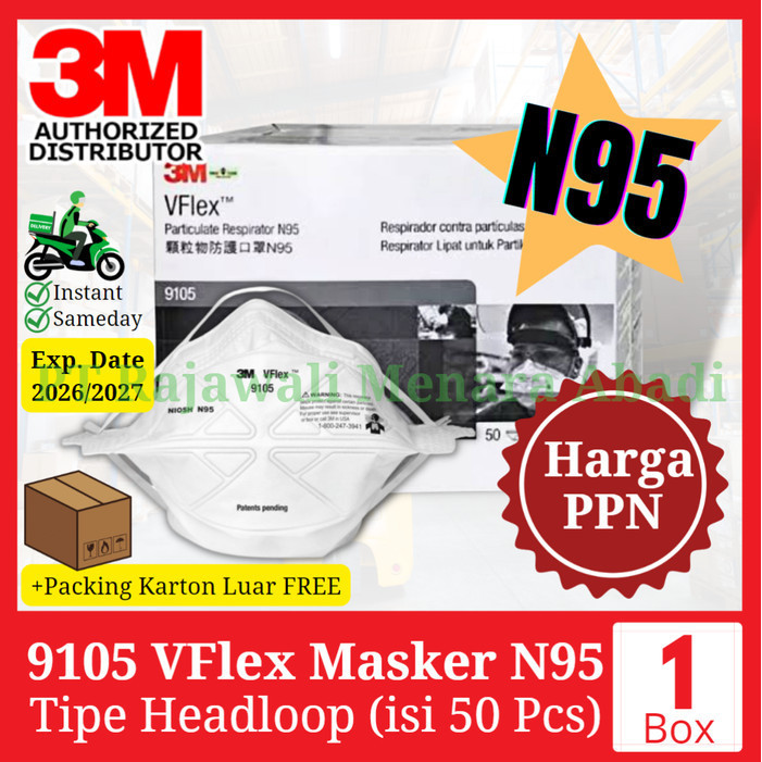 Jual Terbaik 3M Masker 9105 Vflex N95 Niosh (1 Box Isi 50 Pcs) | Shopee Indonesia