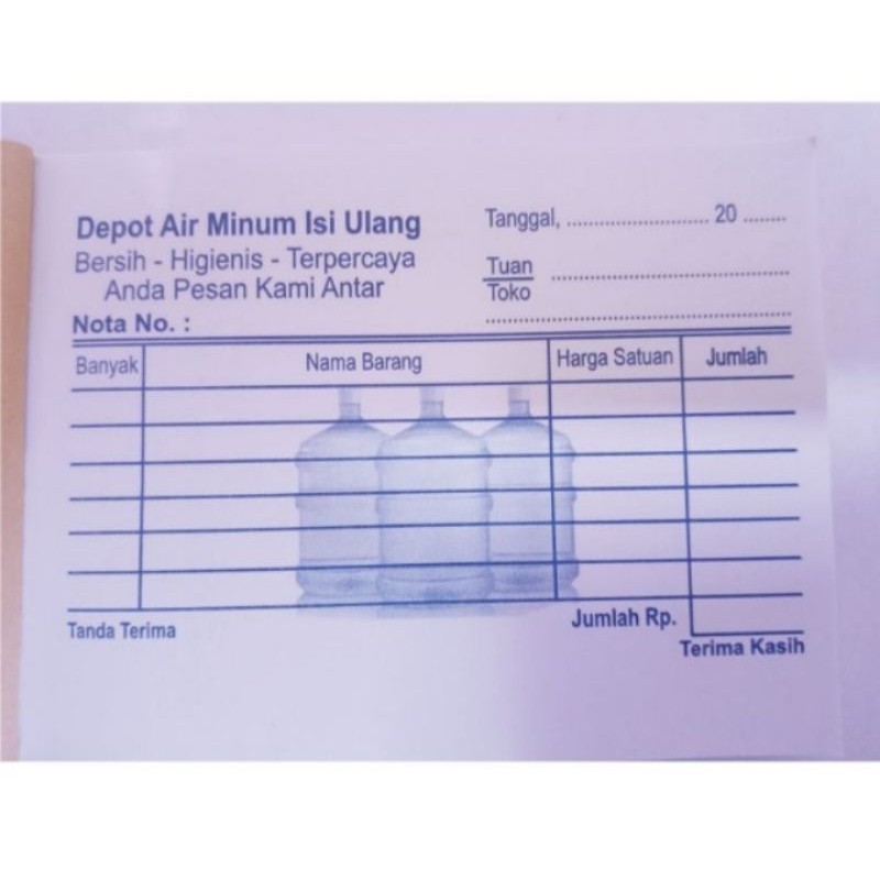 Jual NOTA DEPO AIR MINUM /BON ISI ULANG GALON 2 RANGKAP ISI 100 LEMBAR 50 SET READY STOK ...