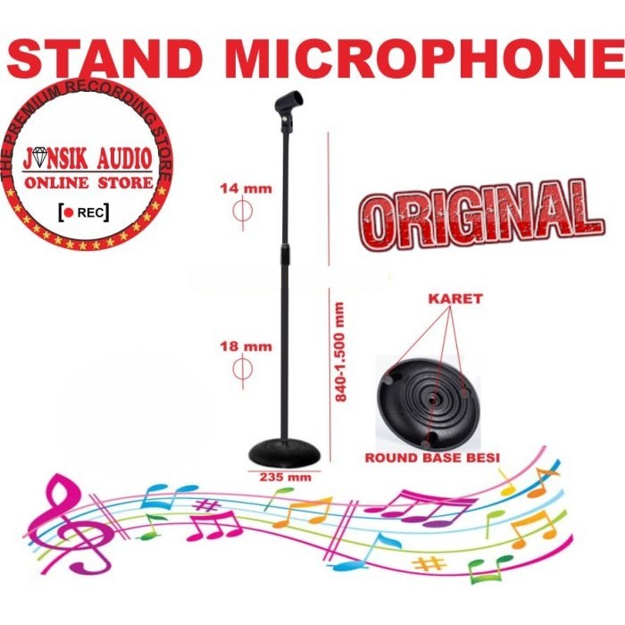 Jual Stand Microphone Lantai / Stand Mic Bulat / Stand Mic Besi ...