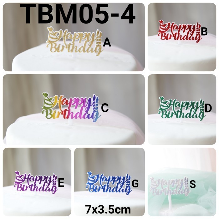 Jual Tbm05 Cake Topper Kue Tulisan Happy Birthday Ulang Tahun Hbd Merah ...