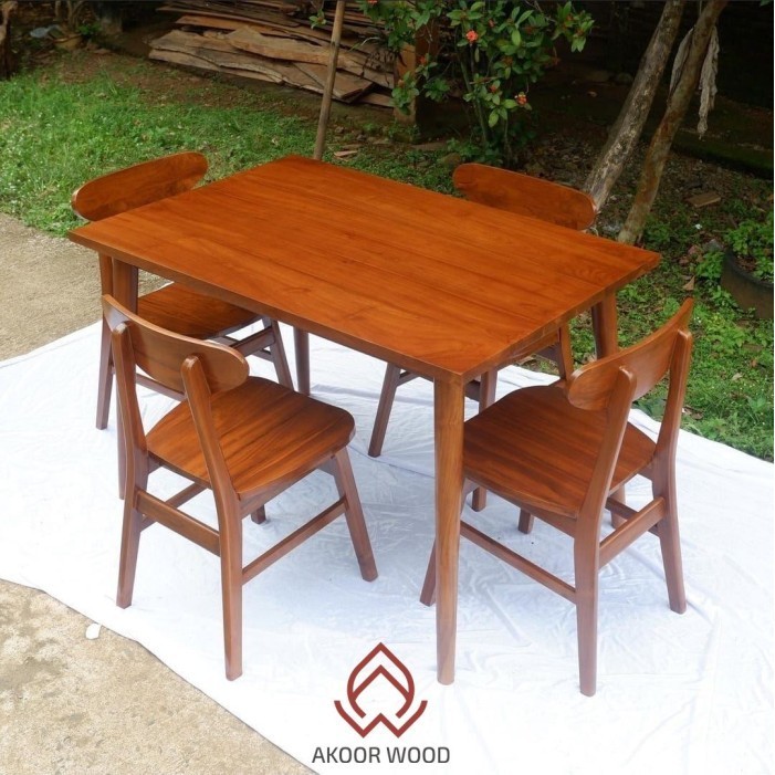 Jual Meja Makan Kayu Jati Ropan Minimalis Kursi 4 Termurah| Mebel ...