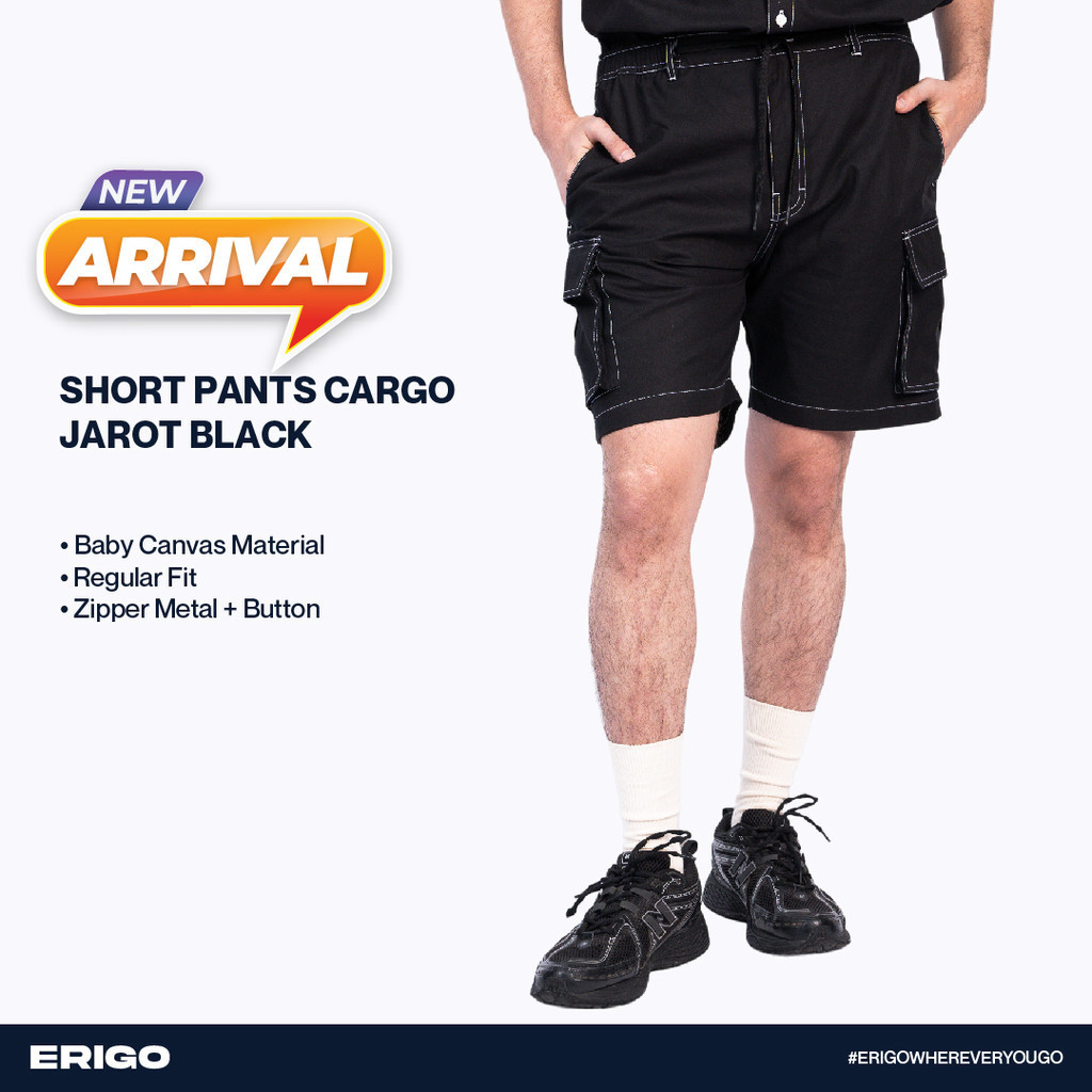 Jual Erigo Contrast Short Pants Cargo Jerrot Black Unisex | Shopee ...