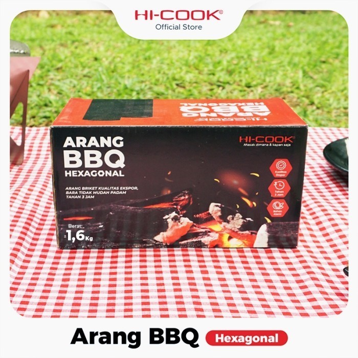 Jual KOMPLIT Hi-Cook Arang Briket BBQ Hexagonal Premium Quality 1 Box ...