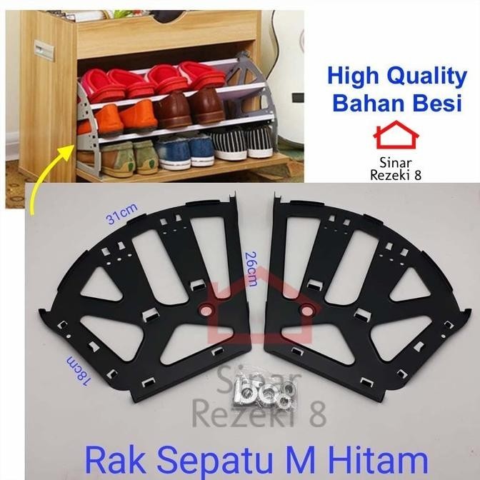 Jual Rak Lemari Sepatu Bracket Fitting Engsel Putar 3 Susun Besi Hitam ...