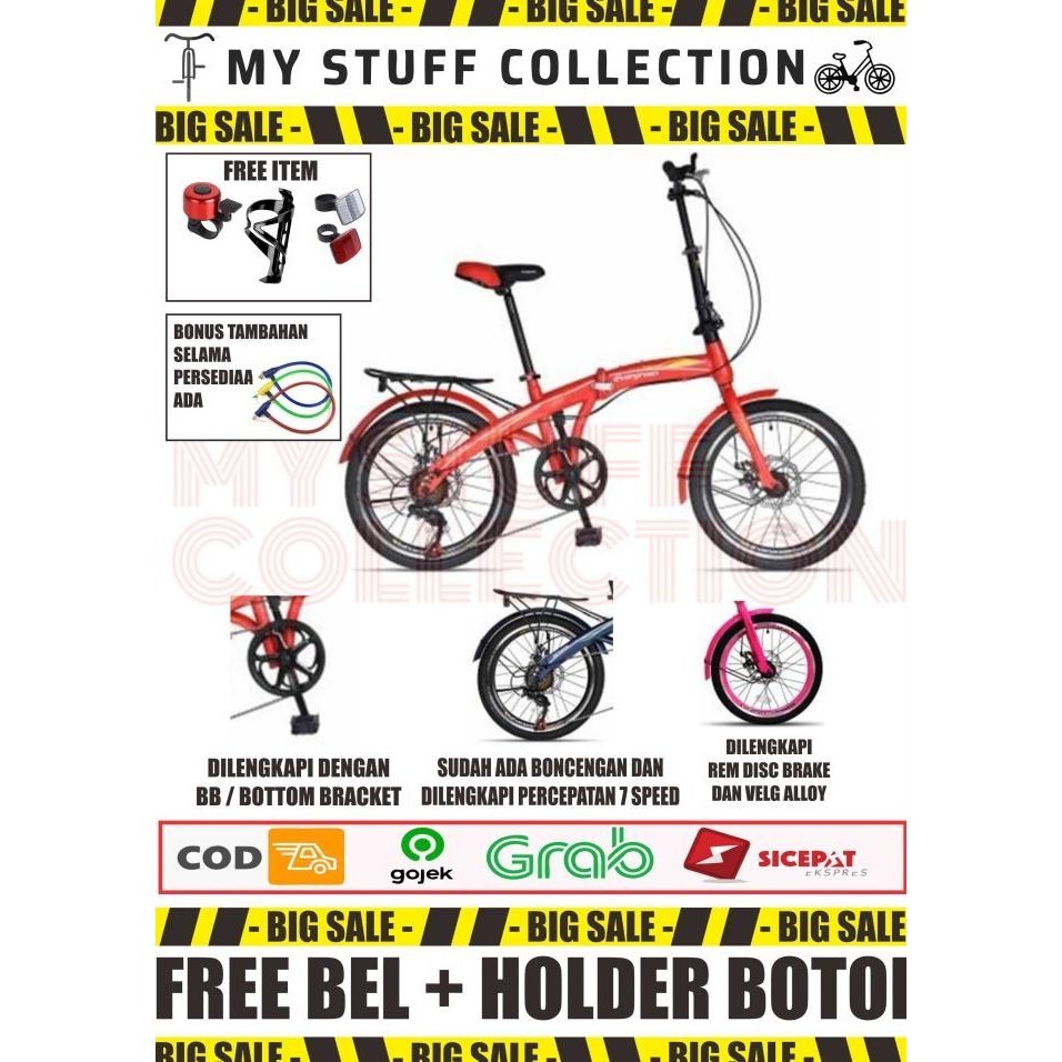 Jual Sepeda Lipat Evergreen Ukuran 20 Inch 7 Speed Discbrake ...