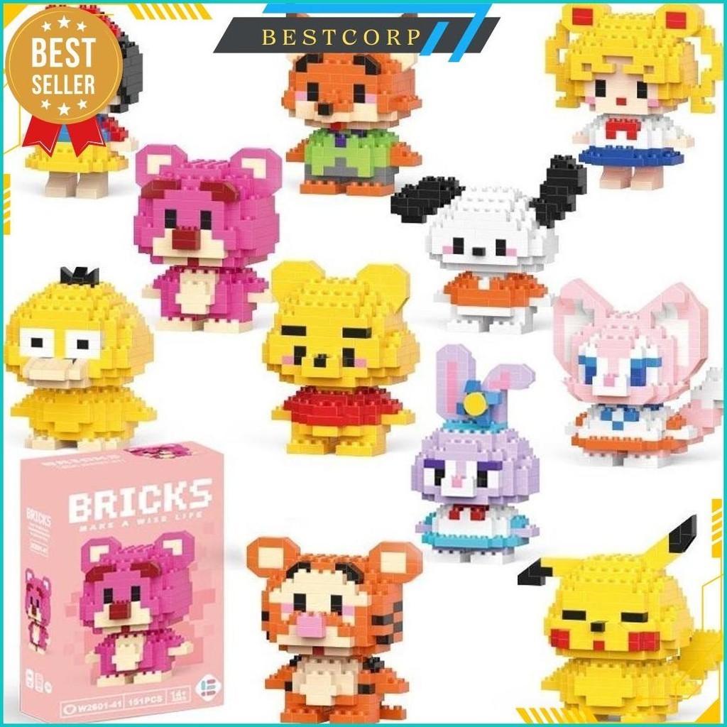 Jual (Fya) Block Kartun Mini Bricks Mainan Balok Susun Mainan Anak ...