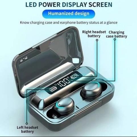 Jual Headset Earphone Bluetooth Tws F9-5 Led Smart Display With Powerbank (Murmer) | Shopee ...