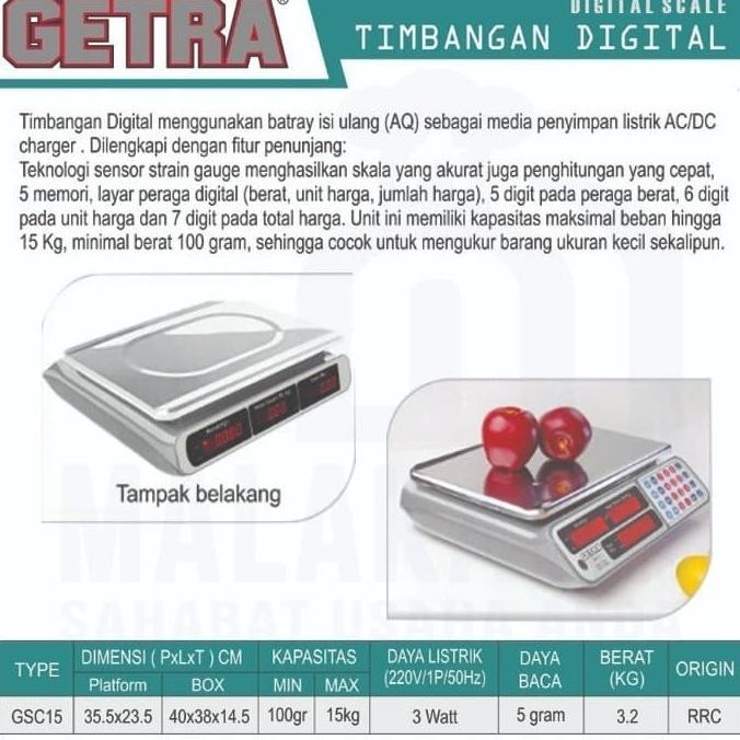 Jual [Ready] Getra Gsc15 Digital Scale (Timbangan Digital ) | Shopee ...