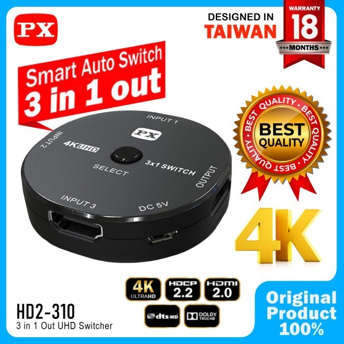 Jual Hdmi Switcher Video 4K 3 Input 1 Output 3 Port Px Hd2-310 | Shopee ...