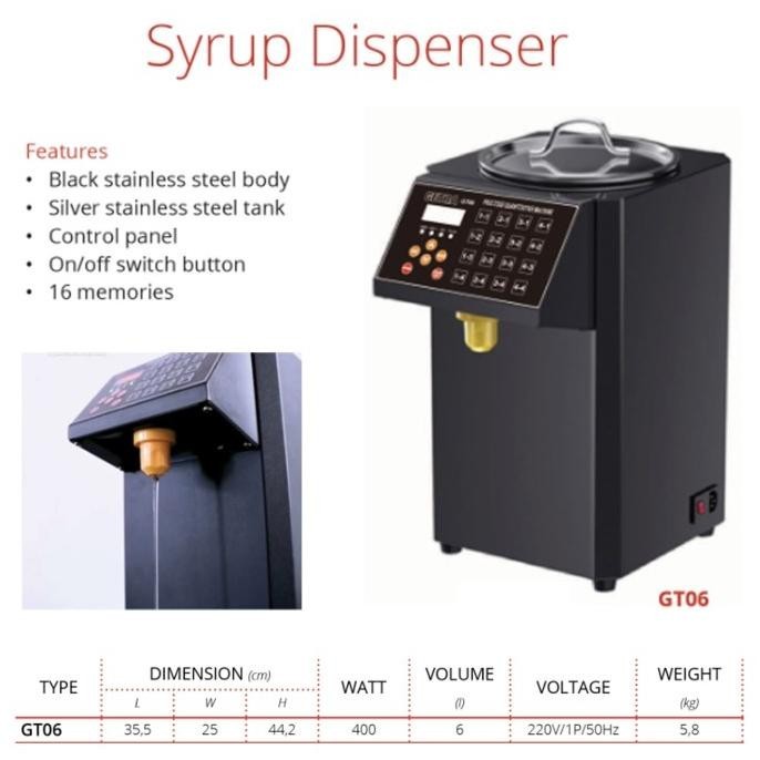 Jual [New] Getra Gt06 Syrup Dispenser / Dispenser Takar Sirup Gula Cair ...