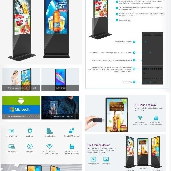 Jual [Baru] Digital Slim Signage Android 11 Touchscreen 55 Inch Kiosk ...