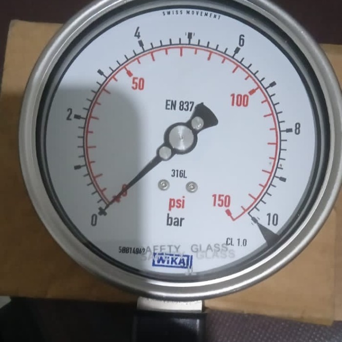 Jual Jual! Pressure Gauge Wika 4 Inch 0-10 Bar / 150 Psi Drat 1/2" Npt Ss | Shopee Indonesia