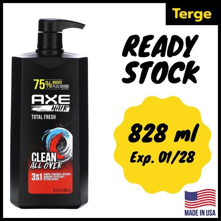 Jual Ori Usa Axe Clean All Over 3In1 Shampoo Conditioner Body Wash ...