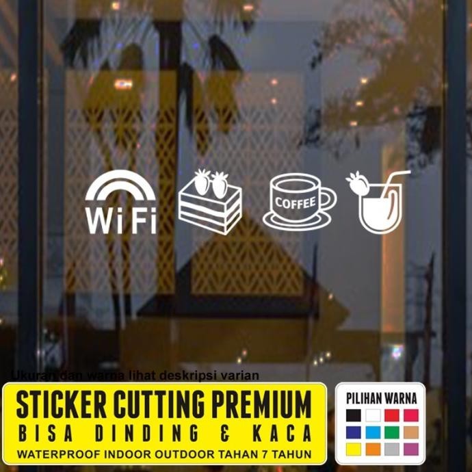 Jual Stiker Kaca Cafe Coffee Shop Resto Icon Dinding Cutting | Shopee ...