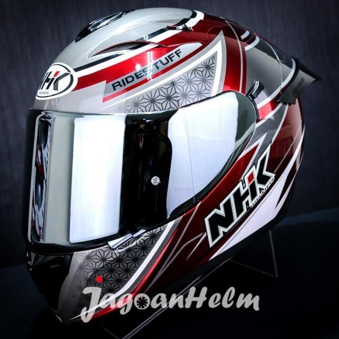 Jual helmet nhk helm gp prime sambo | royal red silver | double visor ...
