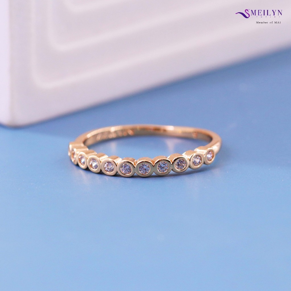 Jual MEILYN Cincin Wanita Kasual Motif Bulat Baris Lapis Emas 18K ...