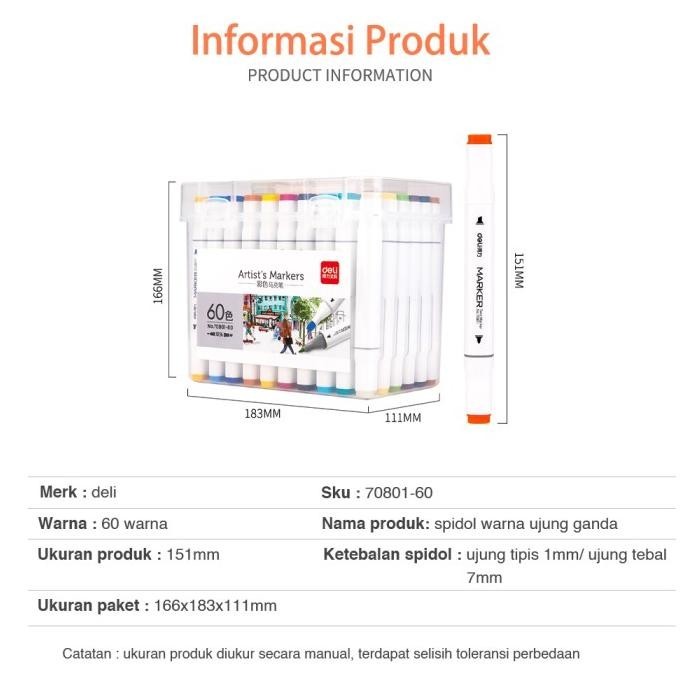 Jual Deli spidol 24warna dengan ujung Tip ganda Desain profesional ...