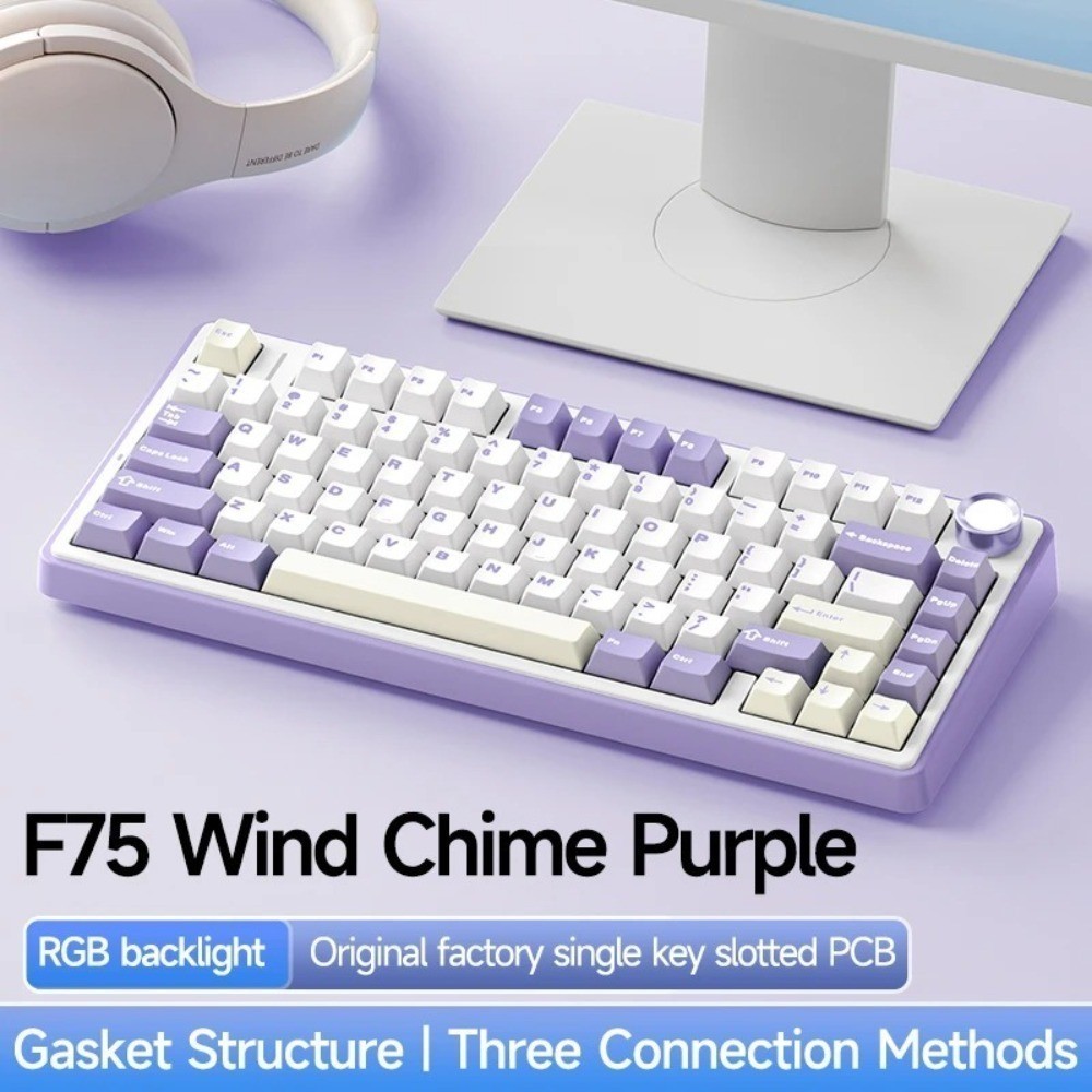 Jual Aula F75 Keyboard Mekanis 3 Mode, Tombol Penuh 80 Tombol Kantor ...