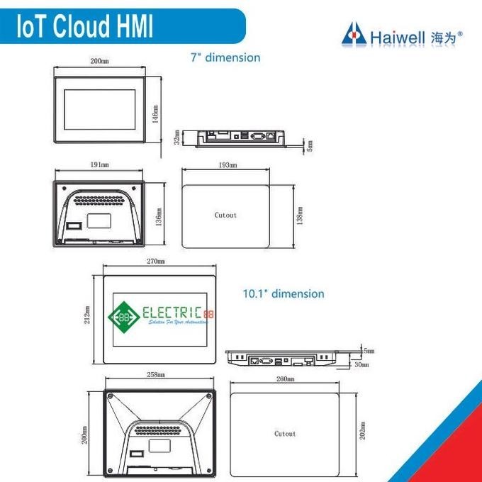 Jual B7H-W Haiwell, Iot Cloud Hmi 7 Inch + Wifi Hd Resolution 1024X600 ...
