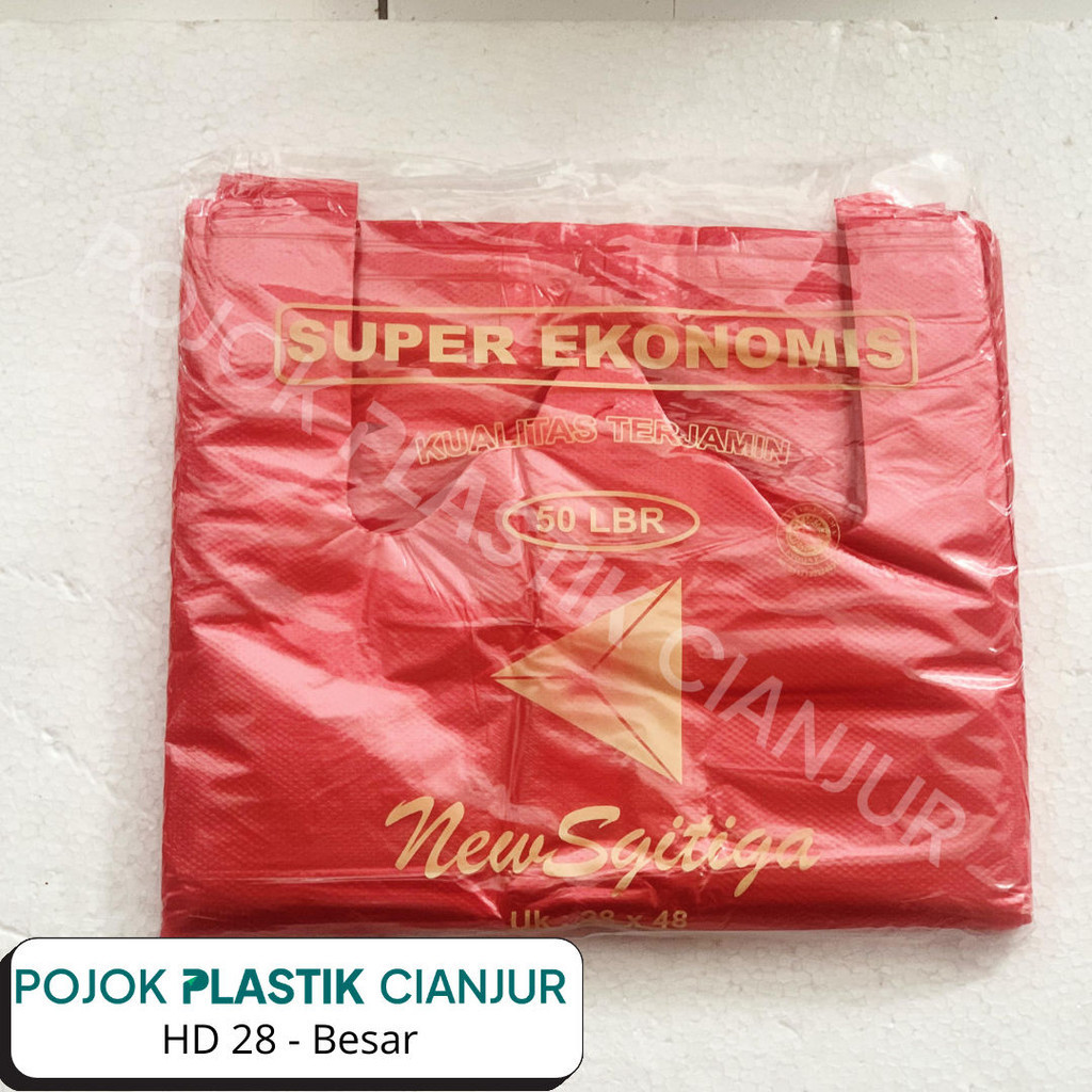 Jual Kantong Plastik Kresek NEW SGITIGA EKONOMIS (28) Merah Emboss ...