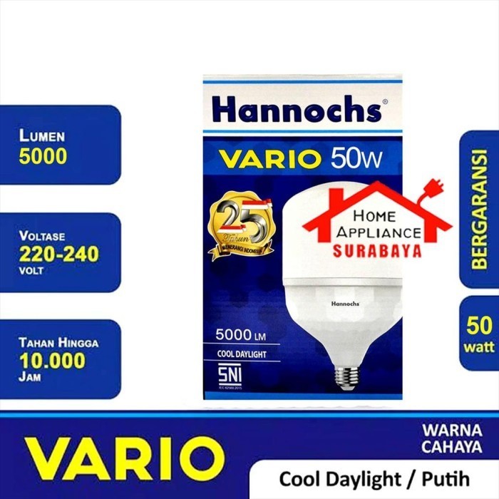 Jual Lampu Kapsul Bohlam Led Hannochs Vario 50W 50 Watt 6500K Cahaya Putih | Shopee Indonesia
