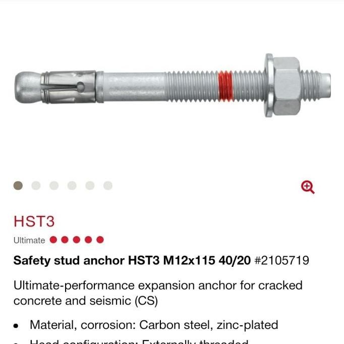 Jual HILTI DYNABOLT DINABOLT TRUBOLT HST3 M12 X 115MM SEISMIC | Shopee ...
