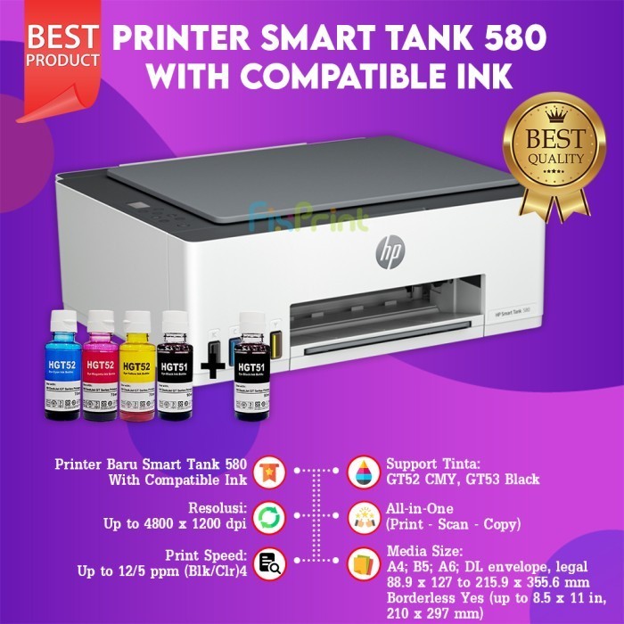 Jual Printer Hp Smart Tank 580 Wifi Wireless Ink Tank 315 All In One ...
