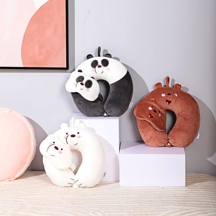 Jual Miniso Bantal Leher Dan Masker Mata Lucu We Bare Bears U-Shaped ...