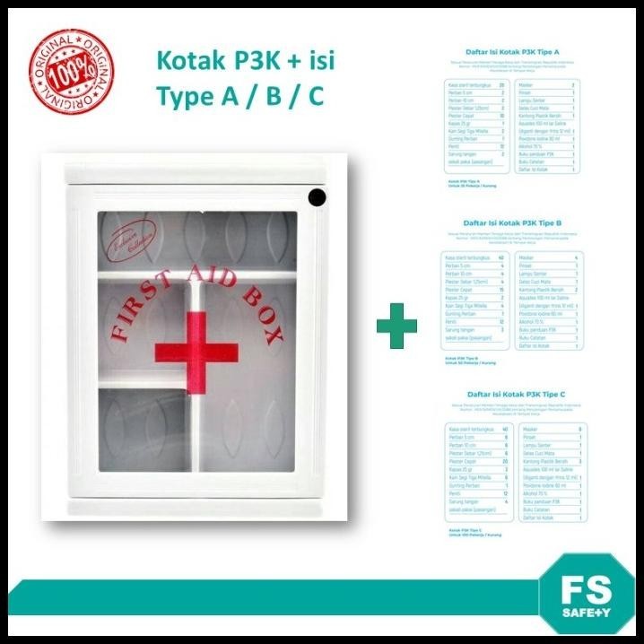 Jual Kotak P3K Obat First Aid Kit Isi Pilihan Type A B Atau C | Shopee ...