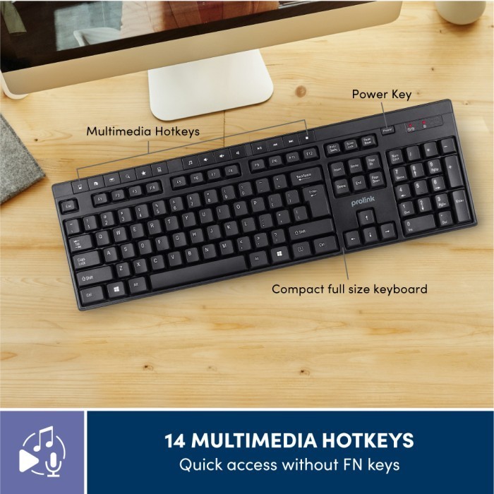 Jual Prolink Wireless Keyboard Mouse Desktop Combo Pcwm7005 ...