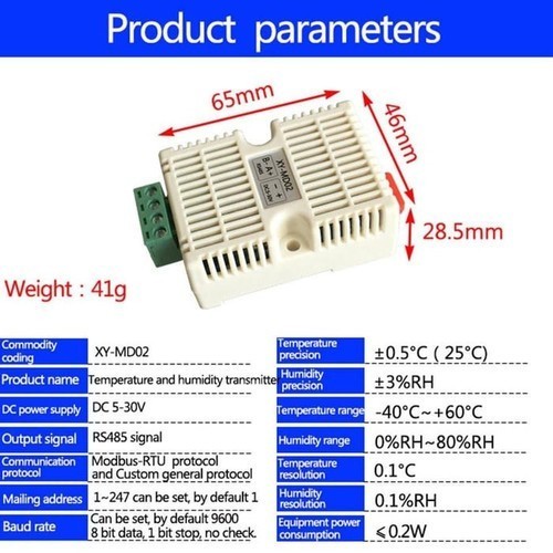 Jual Temperature Humidity Transmitter Xy-Md02 Sensor Sht20 Modbus Rs485 ...