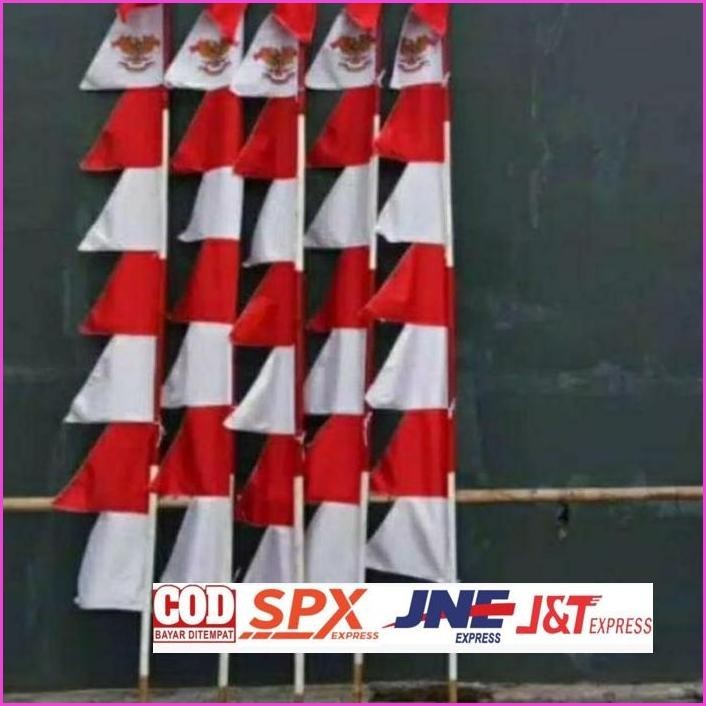 Jual Baru Bendera Umbul-Umbul 8 Titik Panjang 2,8M Warna Warni Merah Putih Gergaji Terbaik ...