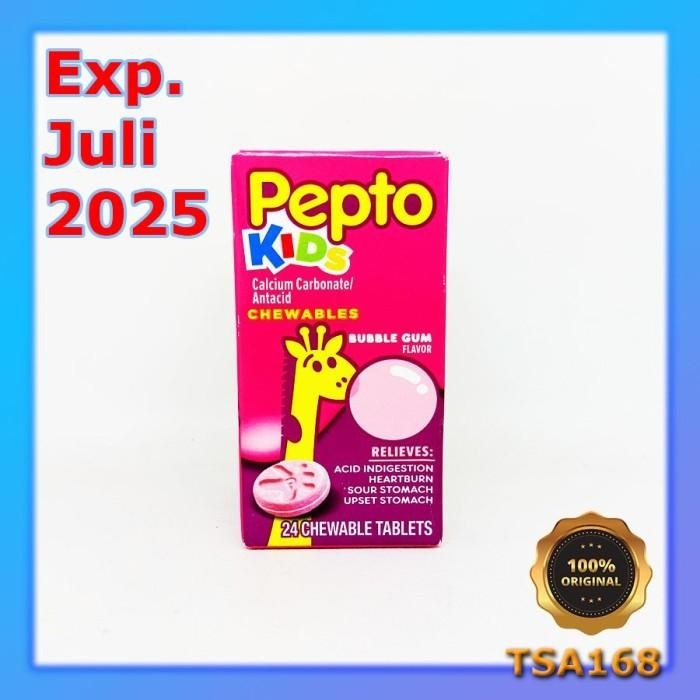 Jual Pepto Kids 24 Chewable Tablet Bubble Gum Flavor For Heartburn ...