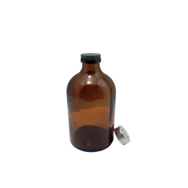 Jual BOTOL VIAL COKELAT 100 ML TUTUP KARET ABU SEGEL ALUMUNIUM / BOTOL ...