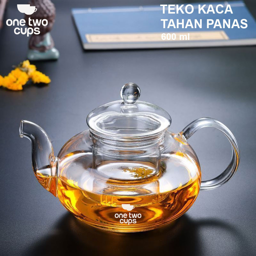 Jual One Two Cups Teko Teh Kaca Tahan Panas Api with Saringan Glass Teapot 600ml | Shopee Indonesia