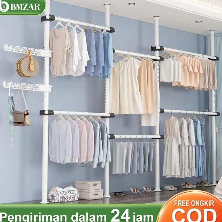 Jual Stand Hanger Baju Besi Gantungan Baju 2susun Adjustable Gawang ...