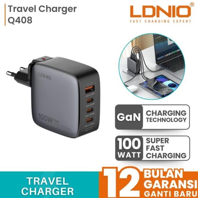Jual LDNIO Q408 100W 4 PORT USB PD CHARGER USB-A+3 USB-C PD3.0 QC 3.0 2807T | Shopee Indonesia