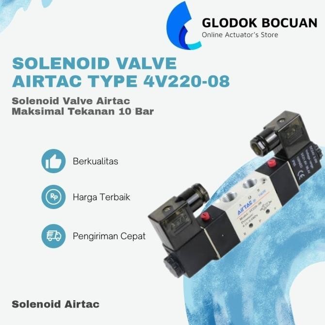 Jual SOLENOID VALVE 4V220-08 4V 220-08 4V 220 08 AIRTAC SELENOID VALVE | Shopee Indonesia