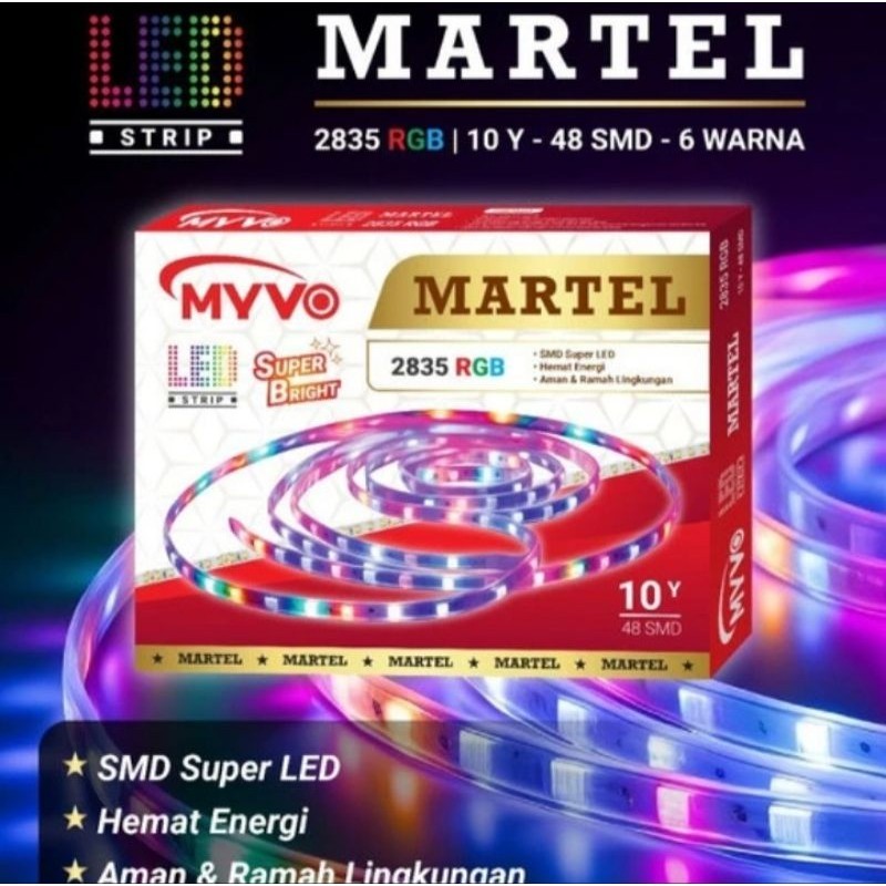 Jual LAMPU LED STRIP MYVO MARTEL 2835 RGB WARNA WARNI | Shopee Indonesia