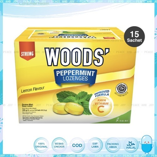 Jual PERMEN WOODS LOZENGES LEMON + VITAMIN C ISI 15 SACHET RASA LEMON ...