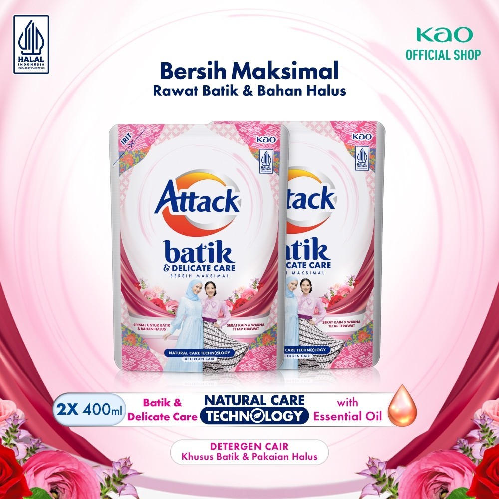 Jual Attack Deterjen Cair Batik Care Pouch 400ml x 2 pcs | Shopee Indonesia