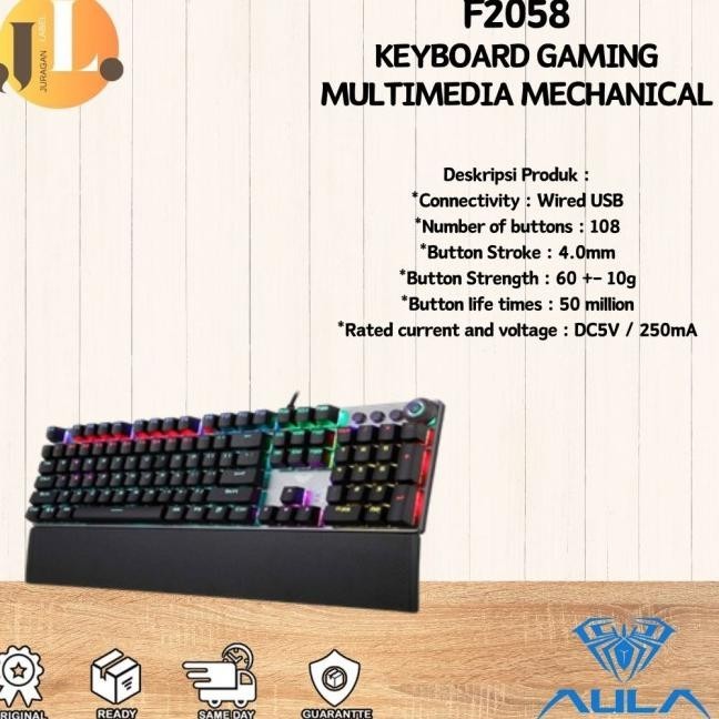 Jual Keyboard Gaming Multimedia Mechanical Aula F2058 | Shopee Indonesia