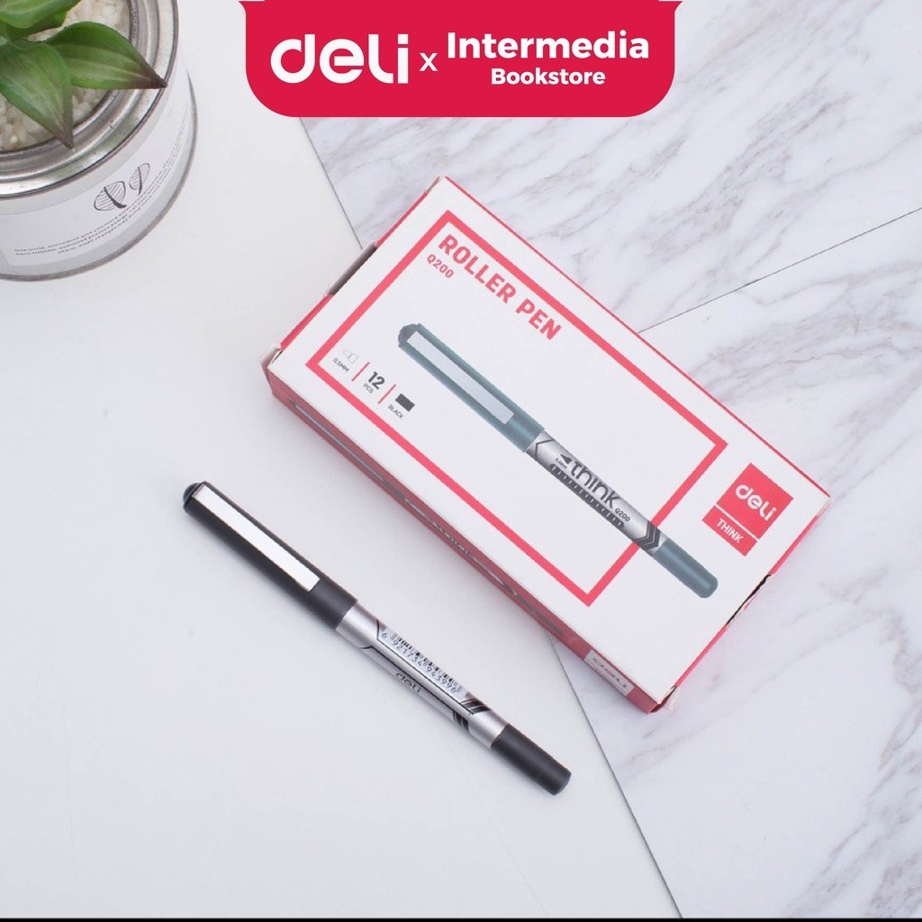 Jual Deli Roller Pen 0.5 mm EQ20020 Tinta Hitam, Cepat Kering, Tidak ...