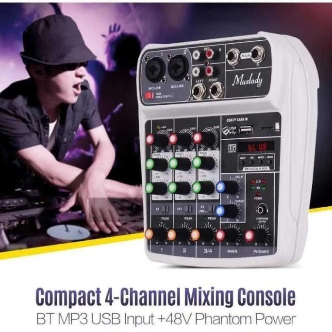 Jual mixer 4 channel chanel audio mixing recording 48V phantom power ...